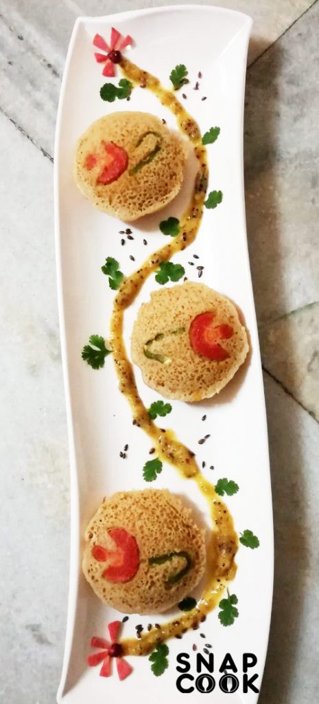 Savory Stuffed Idli In Cooker Served with Kiwi Dates Dip - SnapCook